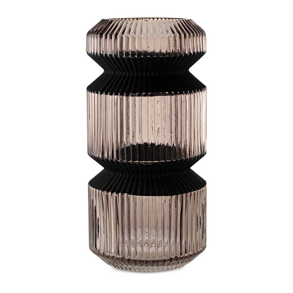 Ribbed Designer Vase-Large-Champagne – Escape to Paradise