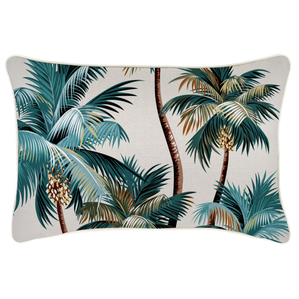 Cushion Cover w/ Piping Palm Trees Natural 35cm x 50cm – Escape to Paradise