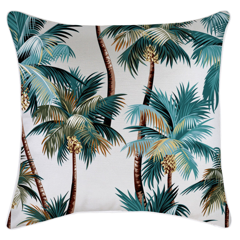 Cushion Cover w/ Piping Palm Trees White 60cm x 60cm – Escape to Paradise